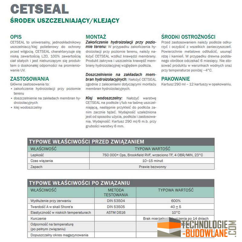 CETSEAL - uszczelniacz odporny na UV • izolacje bentonitowe CETCO